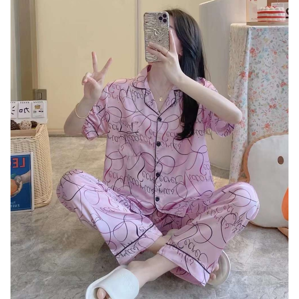 Jual Yooyi Baju Tidur Wanita Piyama Cewek Satin CP Setelan Kemeja ...