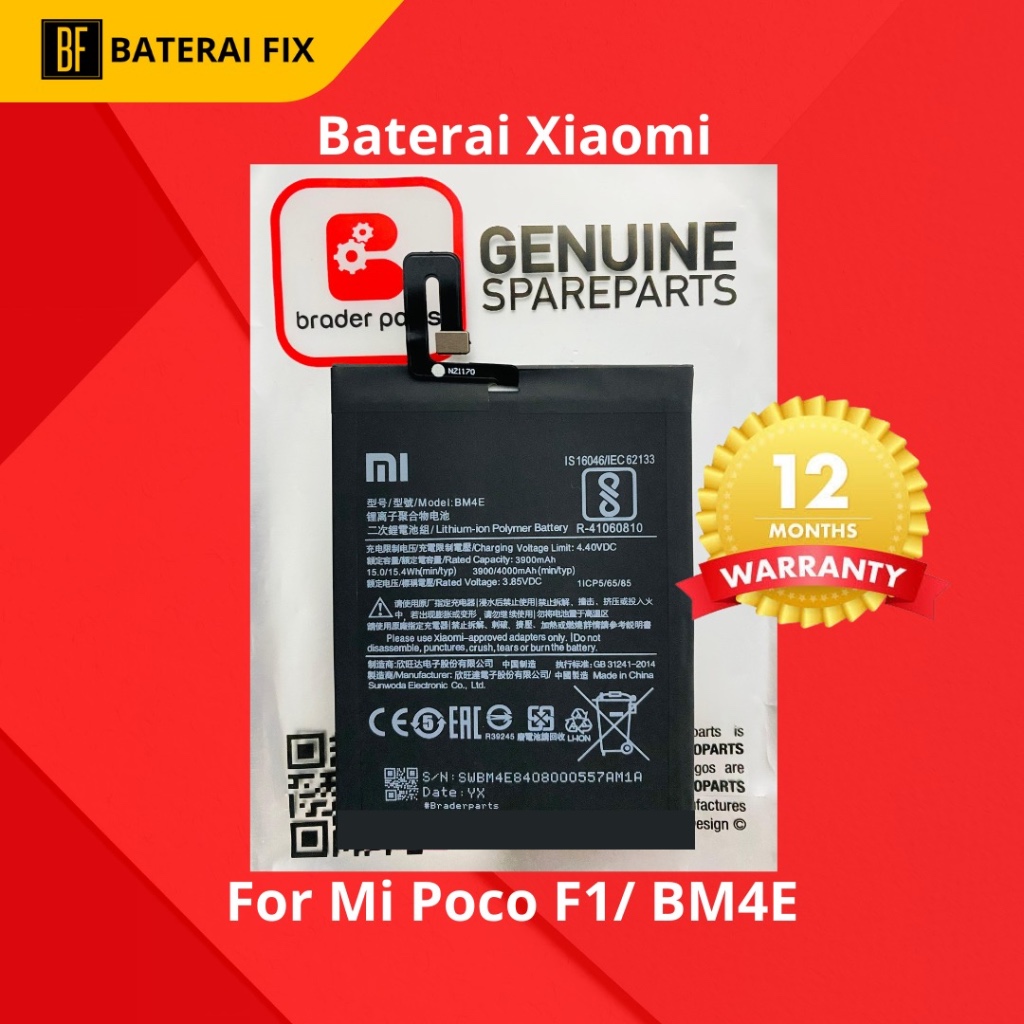 Jual BATERAI BATRE BATTERY XIAOMI POCO F1 BM4E BRADERPARTS BRADER PARTS ...