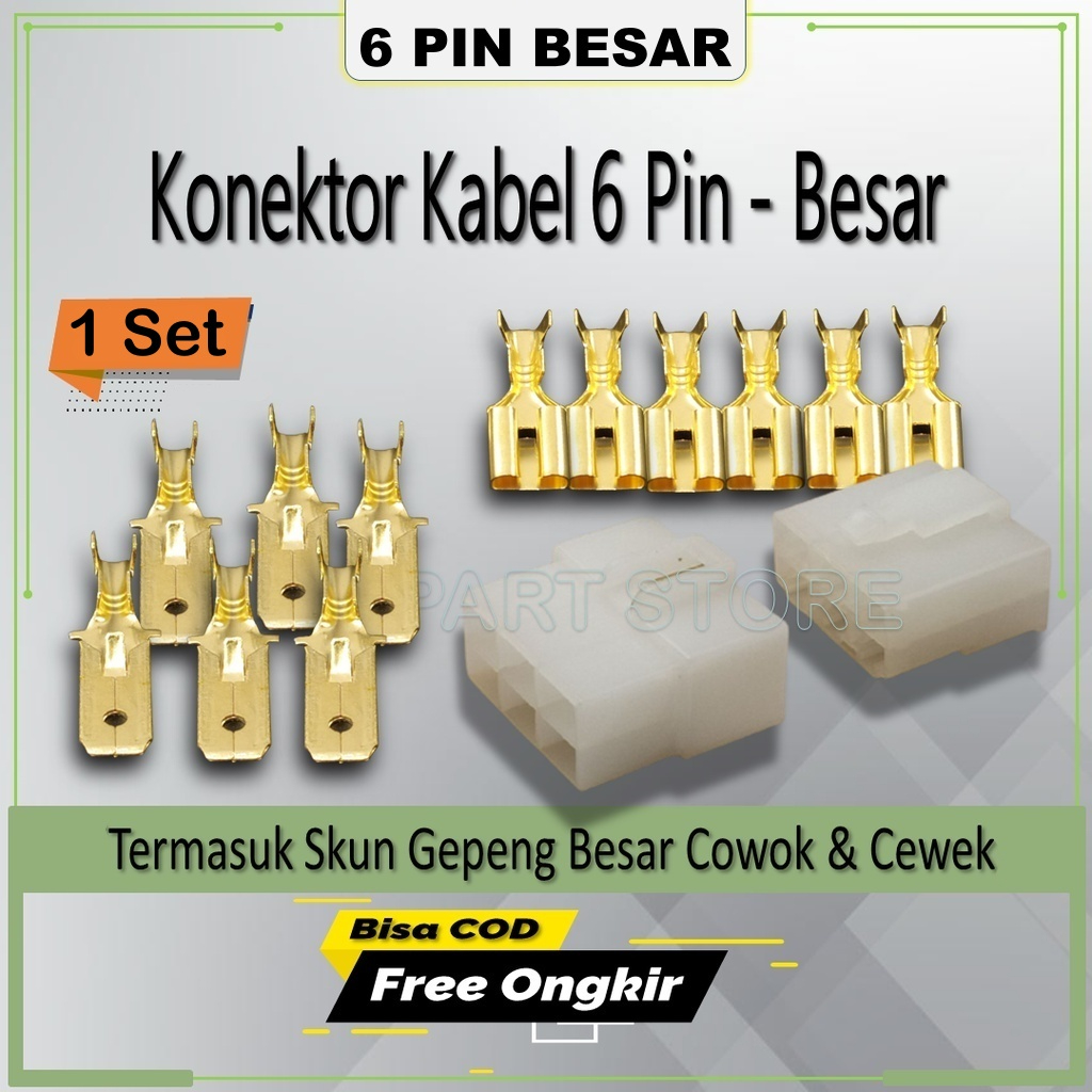 Jual SOKET KABEL MOTOR 6 PIN BESAR - 1 SET + SKUN KABEL / SOCKET ...