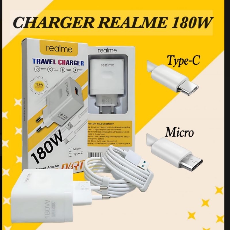 Jual Travel Charger Fast Charging ORI Realme 180W - Micro USB & Type C ...