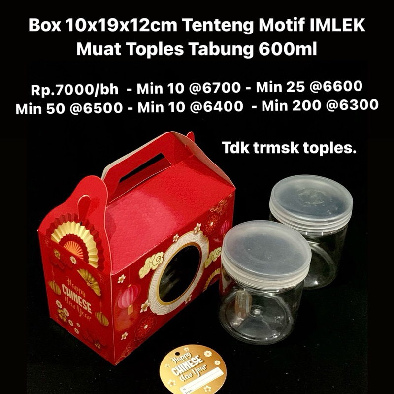 Jual Box 10x19x12cm Tenteng Motif IMLEK Muat 2 toples Tabung 600ml ...