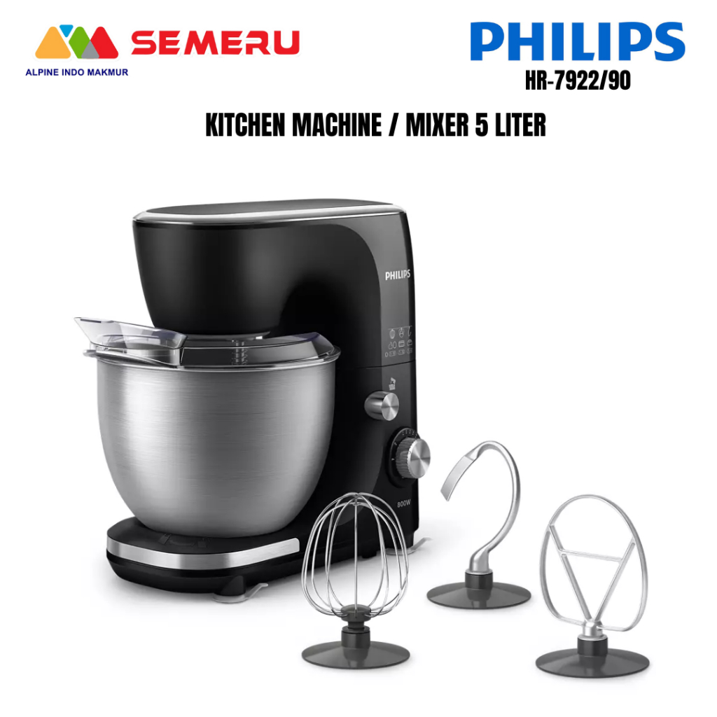 Jual PHILIPS KITCHEN MACHINE / MIXER 5 LITER HR-7922/90 GARANSI RESMI 2 ...