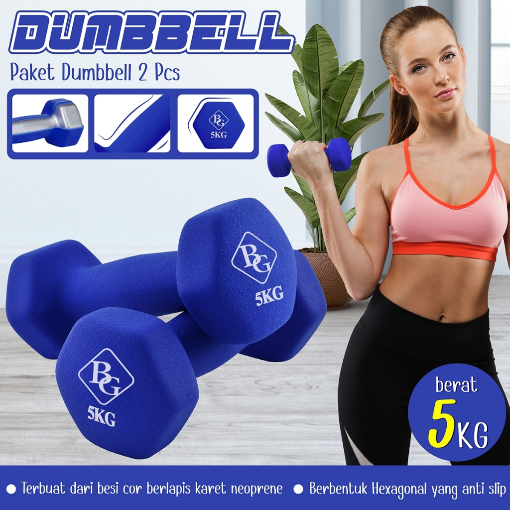 Jual HTD Sport Dumbbell Barbel 5Kg 2Pcs Alat Angkat Latihan Beban Fitness Dumbel Neoprene Gym ...