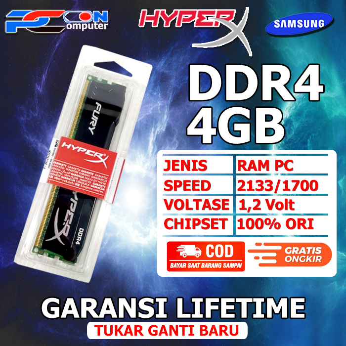 Jual RAM DDR4 4GB RAM PC GAMING KOMPUTER HYPER X FURY | Shopee Indonesia