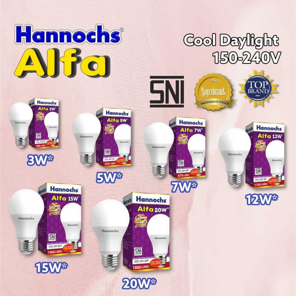 Jual HANNOCHS ALFA Bohlam Lampu Led 3W 5W 7W 9W 12W 15W 20W Putih Cool ...