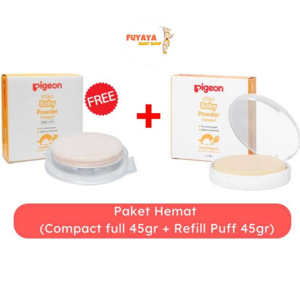 Jual Pigeon (BUNDLE) Baby Compact Powder + Refill Puff 45g / Bedak ...