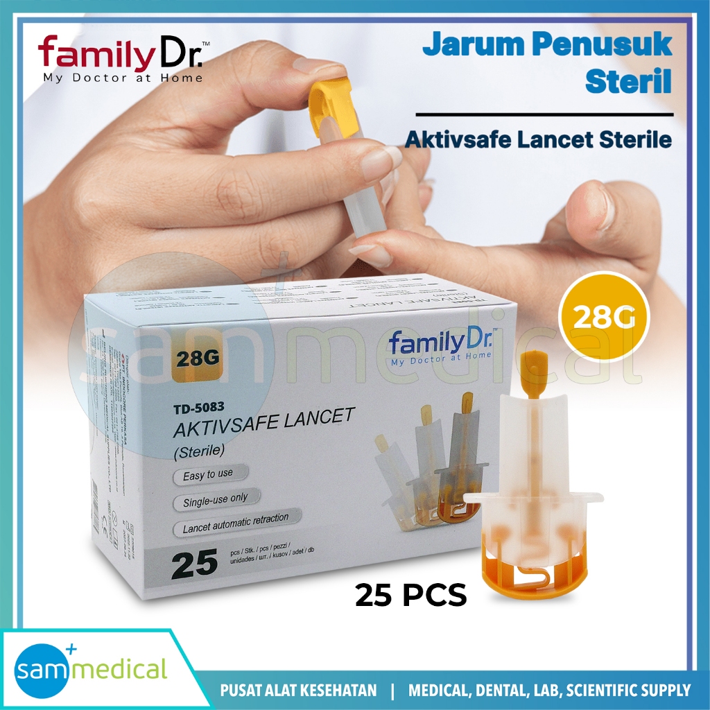 Jual Family Dr Safety Lancet 28G/Jarum lancet/Aktivsafe isi 25pcs ...