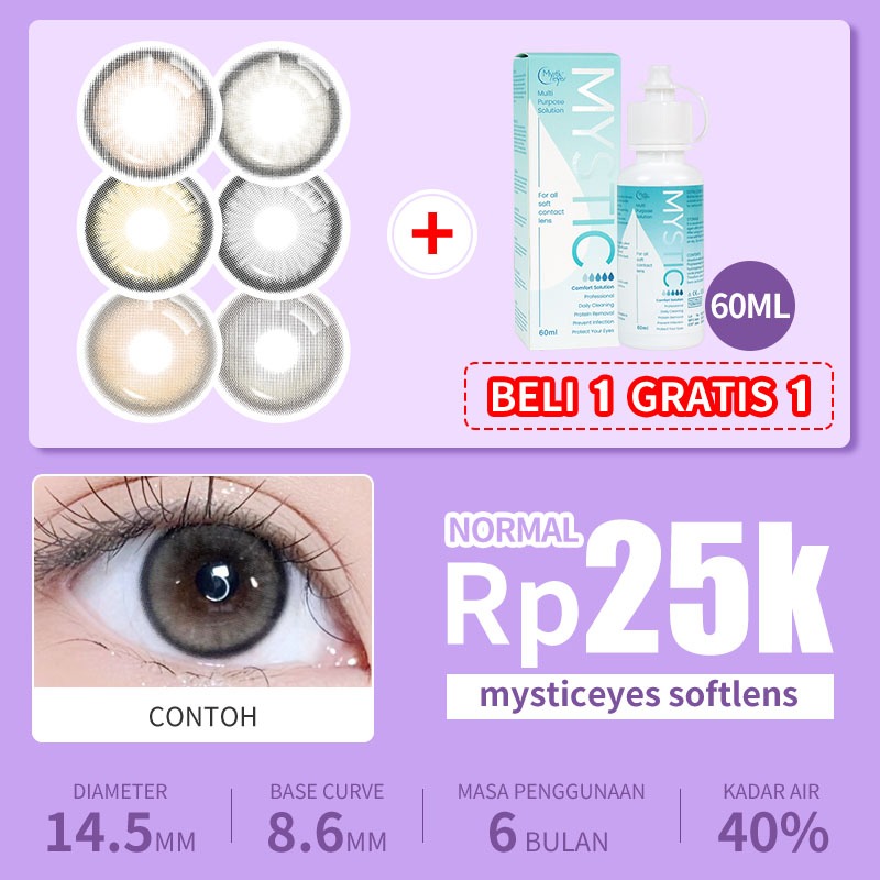 Jual 【buy 1get 1】1Pasang softlens+60ml air softlens mysticeyes softlens ...