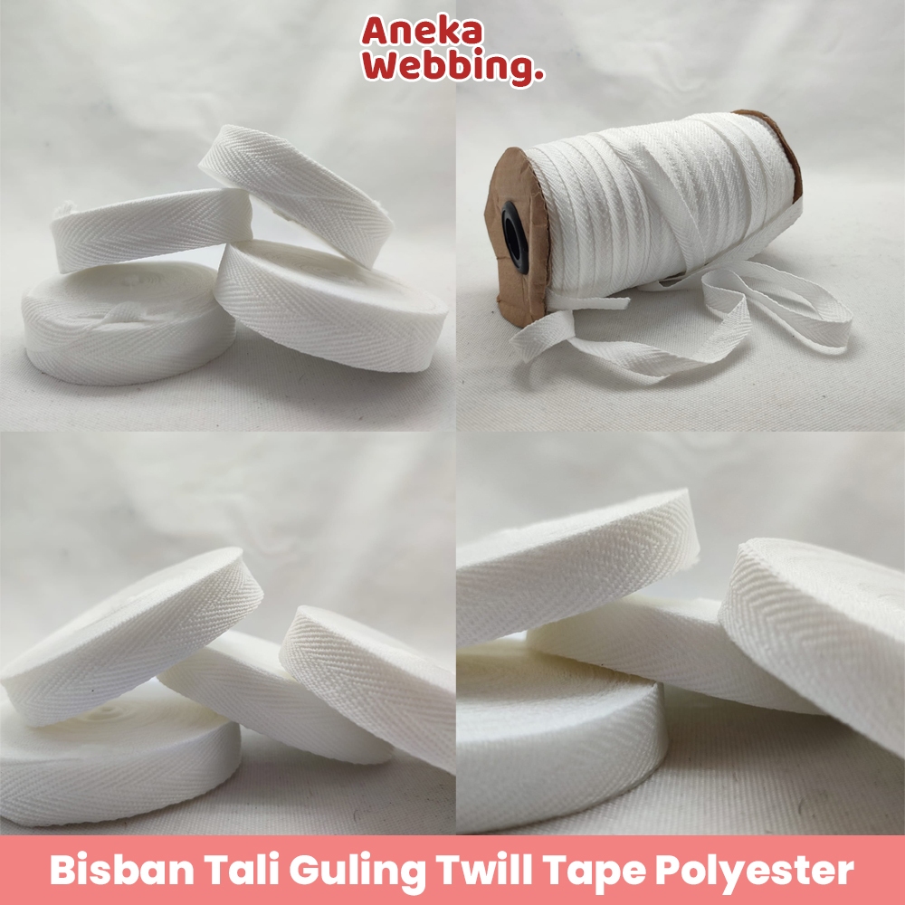 Jual 1 Rol Bisban Tali Guling Twill Tape Polyester lebar 1cm, 1.2cm, 1 ...