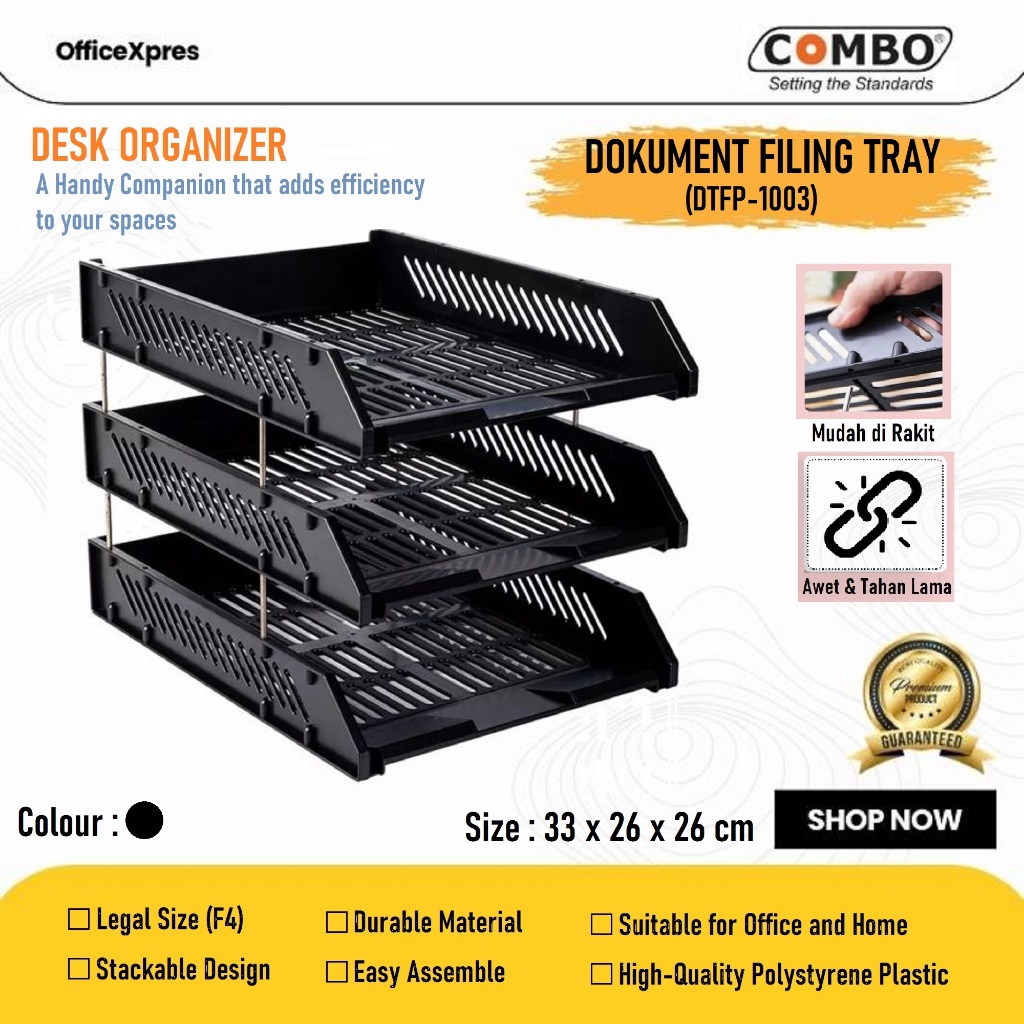 Jual Document Tray Plastik / Rak Dokumen Plastik / Paper Tray 3 Susun ...