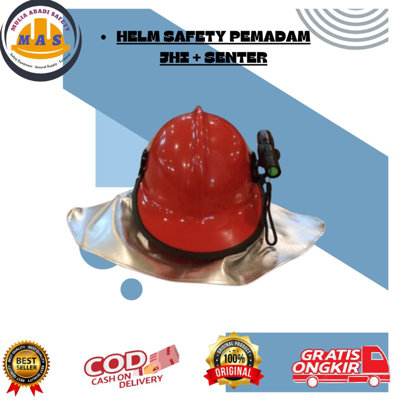 Jual HELM SAFETY PEMADAM KEBAKARAN MERK JHI + SENTER / SAFETY HELMET ...