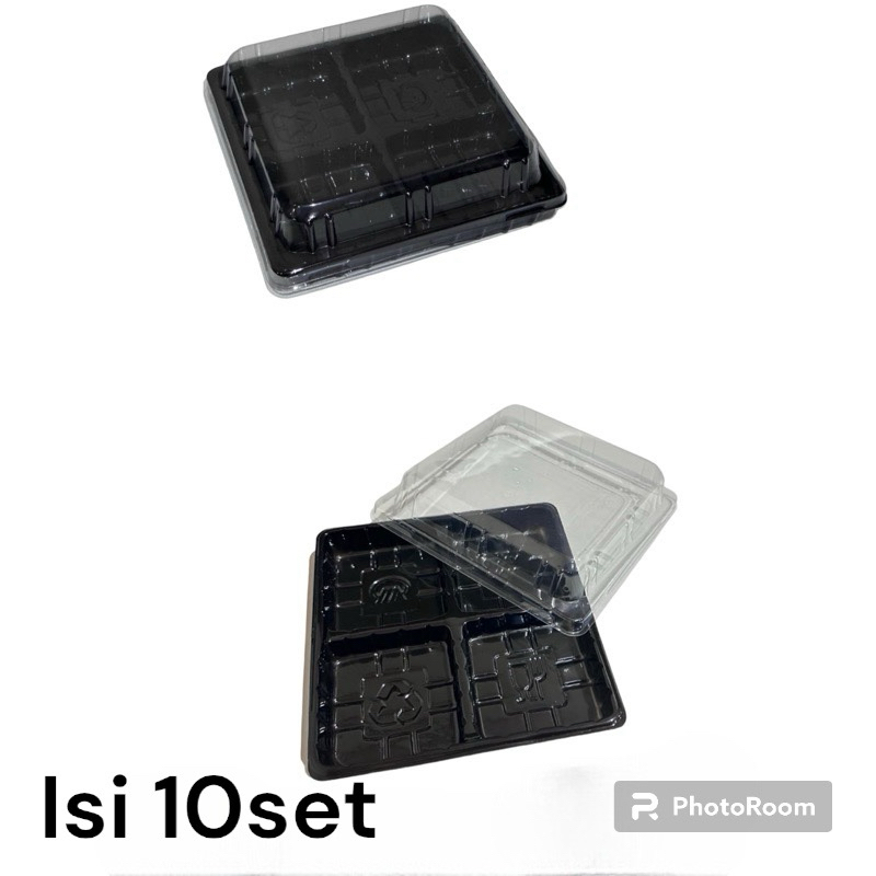 Jual [Isi 10] Mika Kue Mochi Mooncake Mooncrispy Sekat 4PHitam / Mika ...