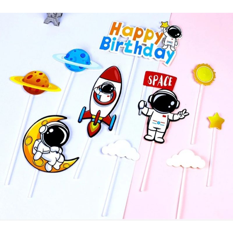 Jual CAKE TOPPER ASTRONOT ROKET PLANET BULAN MATAHARI LUAR ANGKASA ...