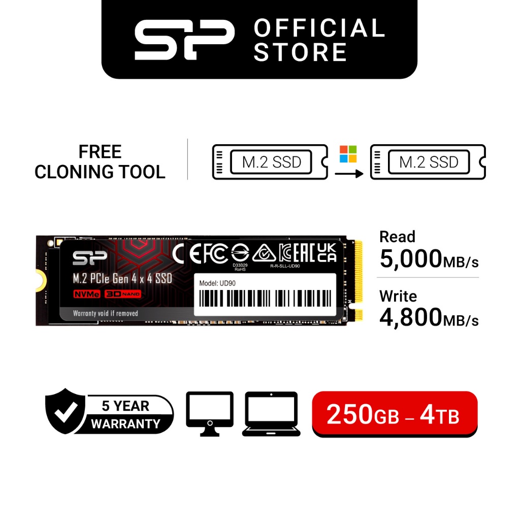 Jual Silicon Power UD90 SSD M.2 2280 PCIe Gen4x4 NVMe 1.4 250GB 500GB ...