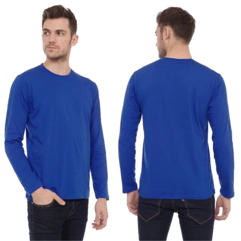 Jual Kaos Polos Pria dan Wanita Warna Biru Bca/Benhur Lengan Panjang ...