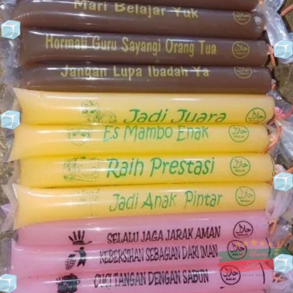 Jual Plastik Es Mambo Sablon Ukuran 3x23cm Isi 100pcs - Plastik Es ...