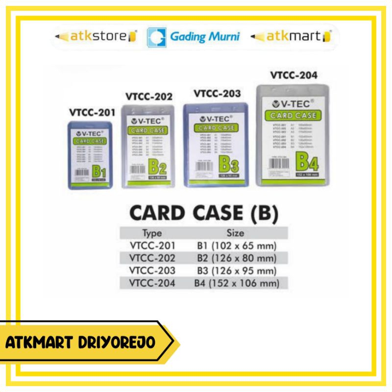 Jual ID CARD CASE NAME TAG V-TEC UKURAN B1 B2 B3 B4 1 PACK ISI 20 PCS TEMPAT KARTU PLASTIK ...