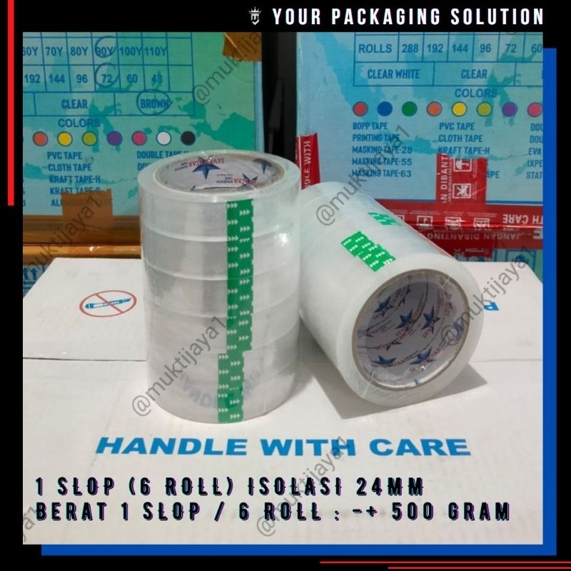 Jual 1 SLOP (6 ROLL) ISOLASI STAR 24MM | Shopee Indonesia