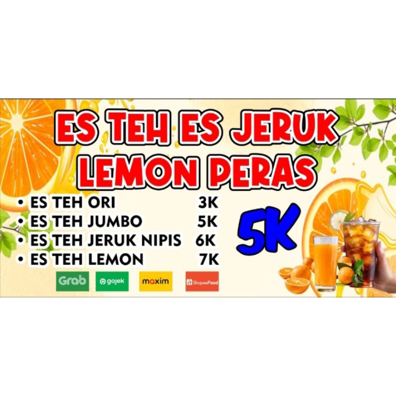 Jual Cetak Spanduk Es teh dan es Jeruk Free Biaya desain | Shopee Indonesia