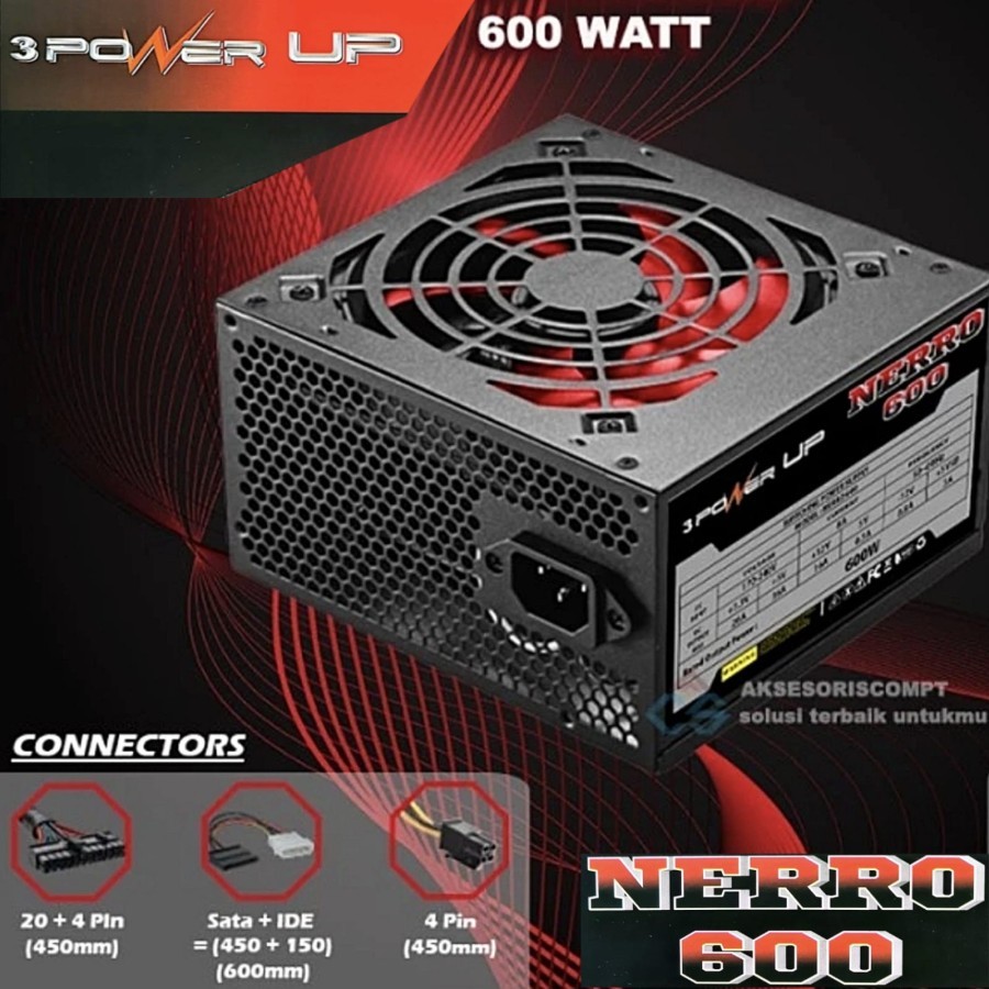 Jual power supply power UP NERRO 600w PSU 600 WATT | Shopee Indonesia