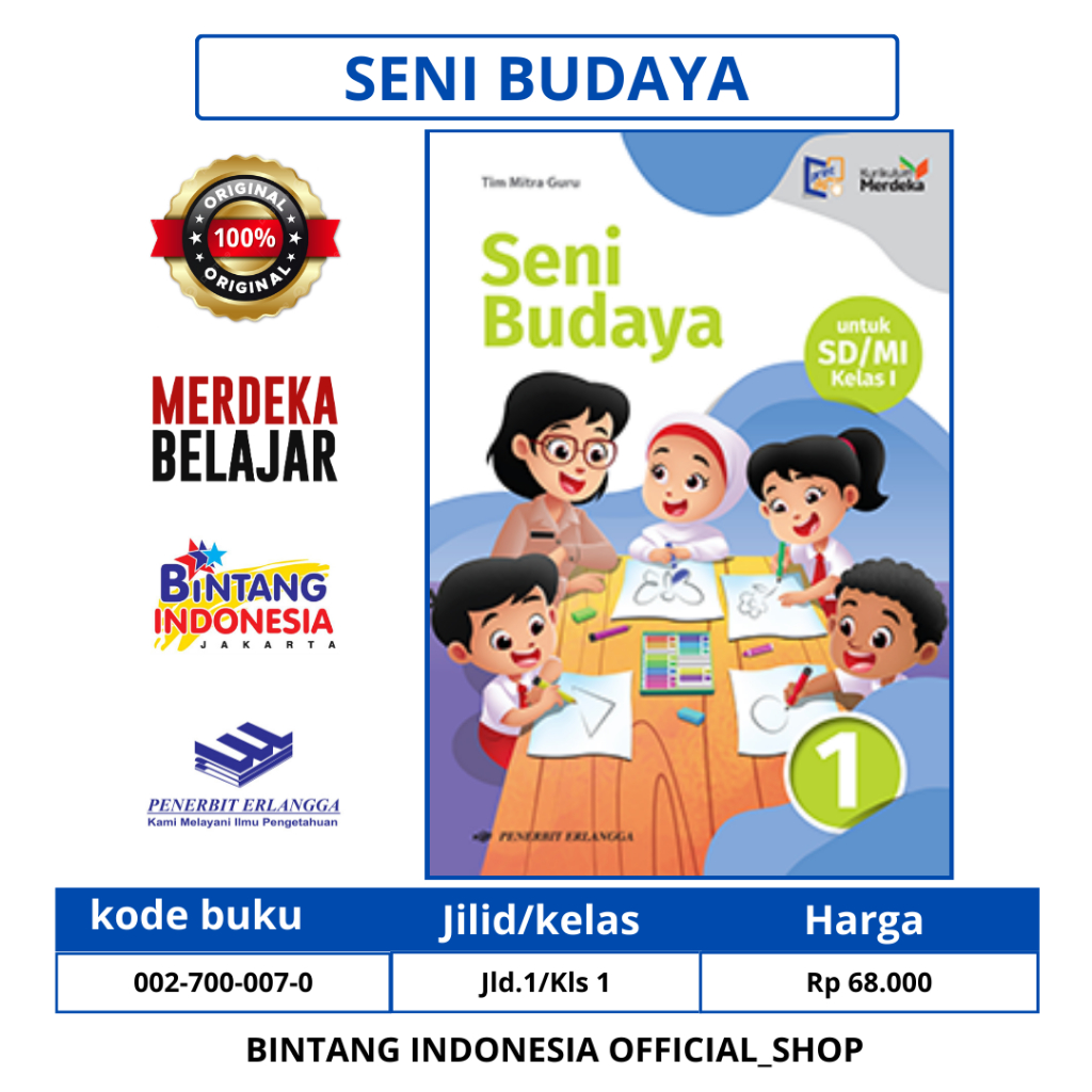 Jual Erlangga - SENI BUDAYA Kelas 1 SD/MI Kurikulum Merdeka | Shopee Indonesia