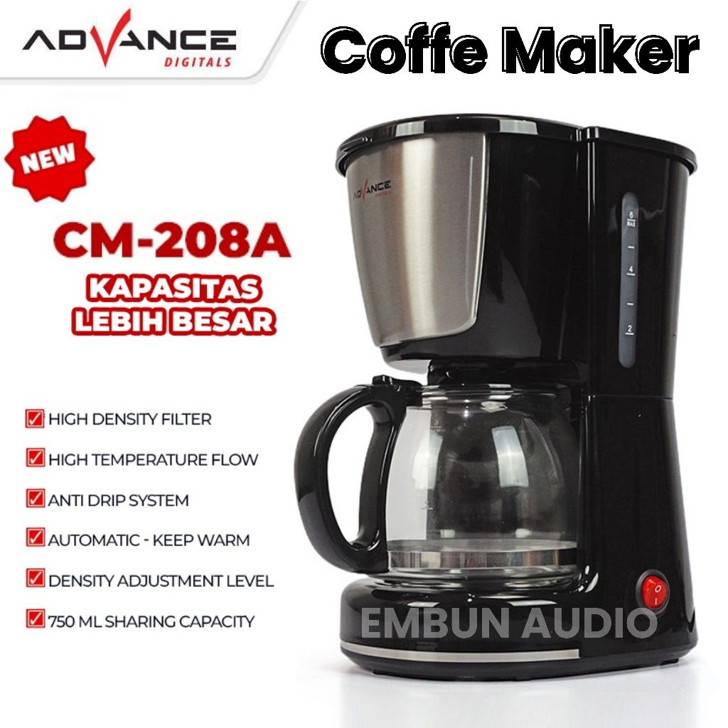 Jual Coffee Maker 750ml Mesin Pembuat Kopi Otomatis ADVANCE CM-208A ...