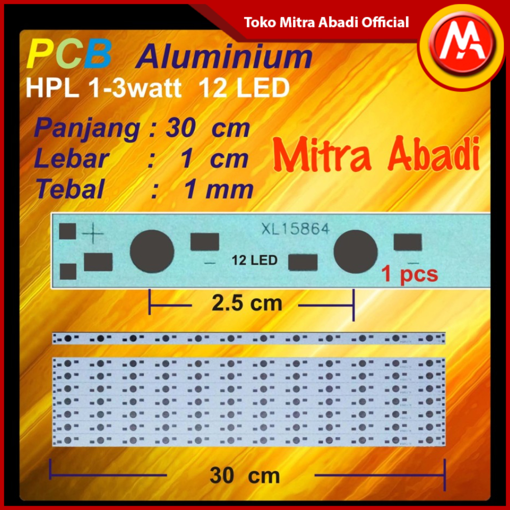 Jual Long Aluminium PCB HPL 12 Watt/Papan PCB Aluminium HPL 12 Watt 30 ...
