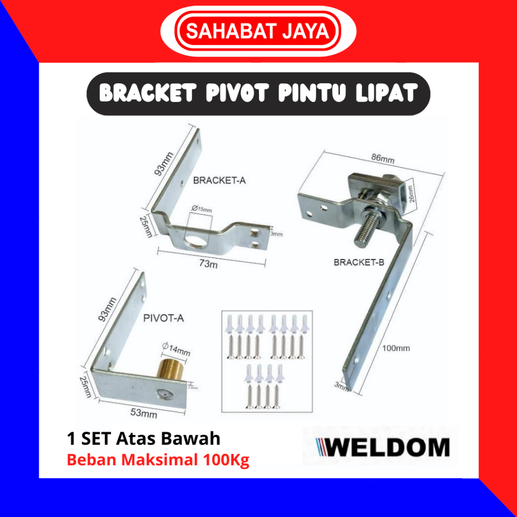 Jual Weldom Roda Pintu Lipat Fold Door Sliding Bracket Set Atas Bawah ...