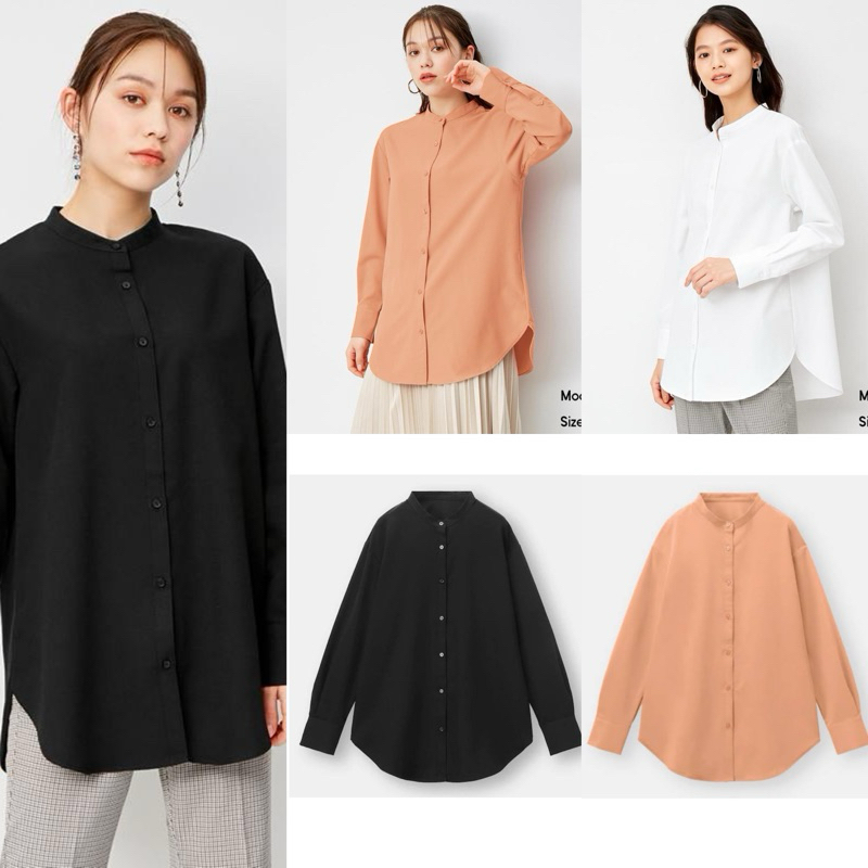 Jual SALE GU by UNQ Band Collar Long Sleeve Shirt (Reject) | Shopee Indonesia