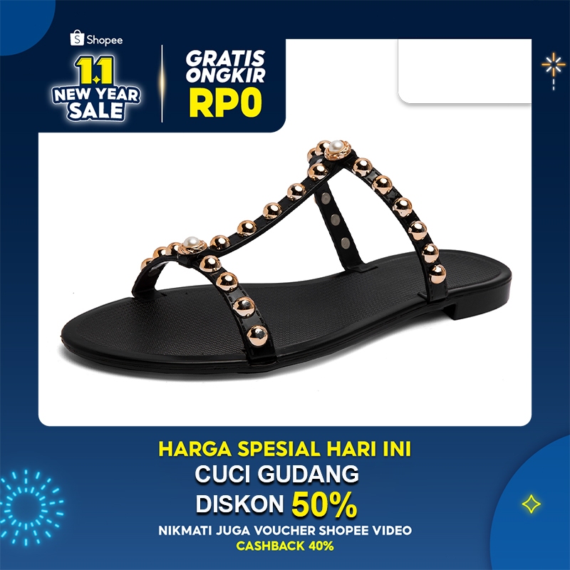 Jual KOMIN-Sandal Wanita Teplek Casual Model Duri Sendal Slop Empuk ...
