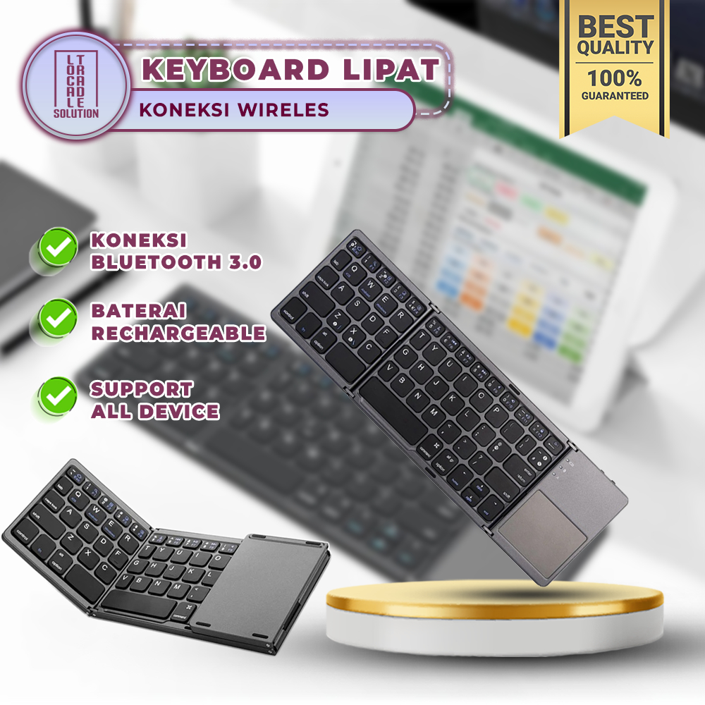 Jual Foldable Wireless Keyboard & Touchpad Bluetooth High Quality Three ...