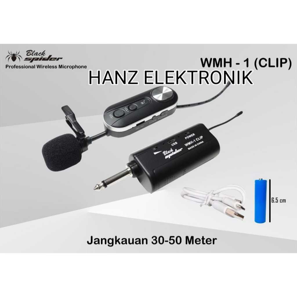 Jual MIC WIRELESS 1 MIC JEPIT BLACKSPIDER WMH-1 ORI | Shopee Indonesia
