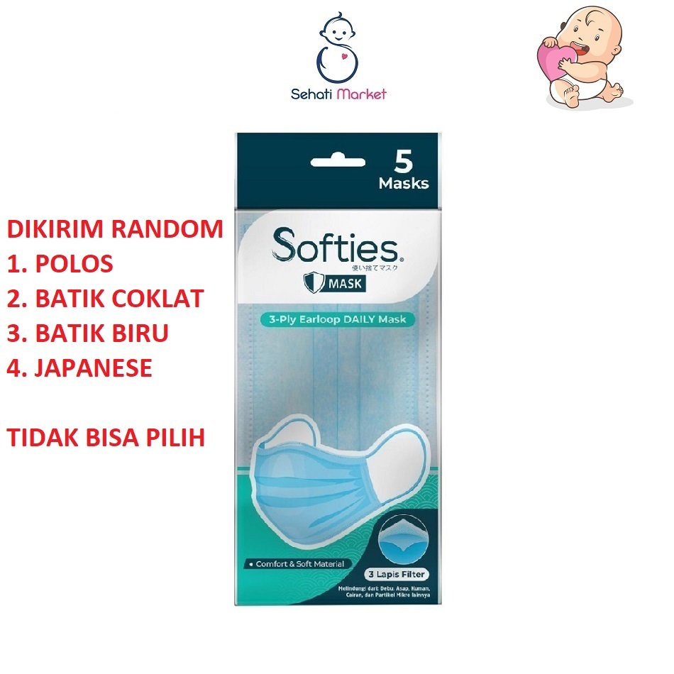 Jual SOFTIES DAILY MASK 5s 5 s KEMASAN DAN WARNA RANDOM | Shopee Indonesia