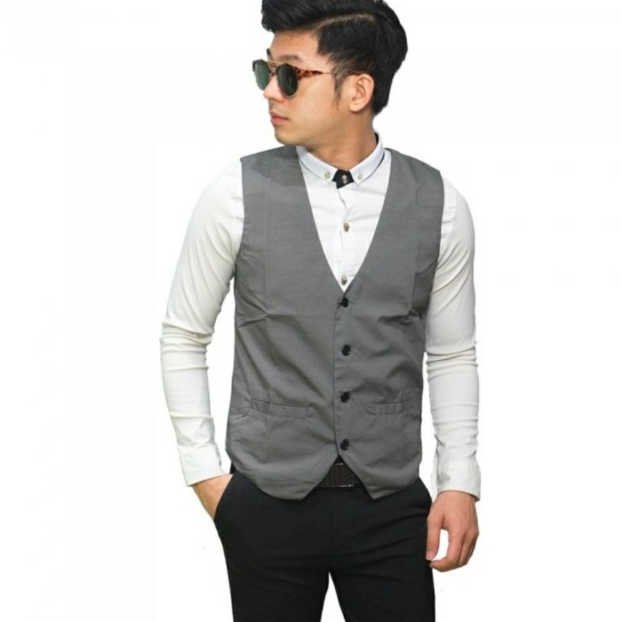Jual Rompi Vest Jas Pria Formal Hitam Slimfit Kerja Kantor Premium ...