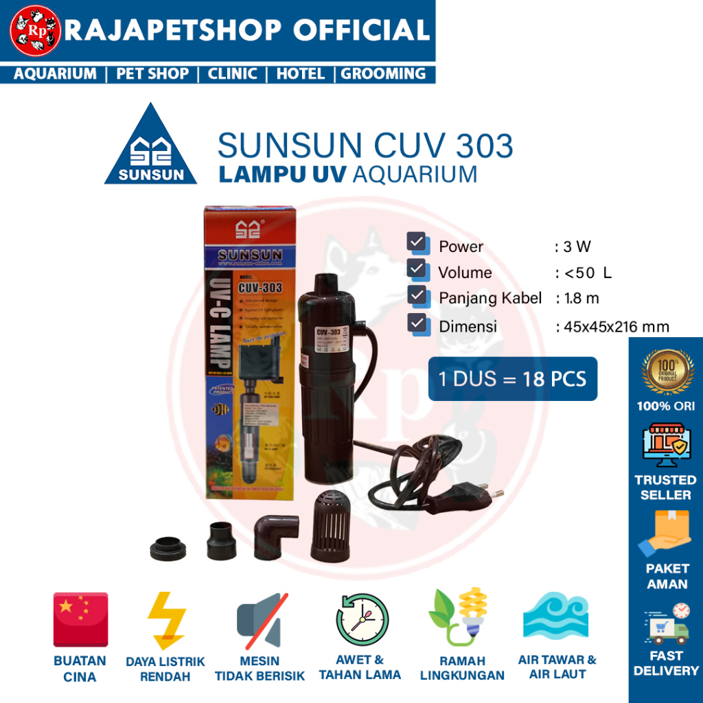 Jual ( LAMPU UV ) SUNSUN UV-C LAMP CUV 303 / CUV 305 UNTUK AQUARIUM ...