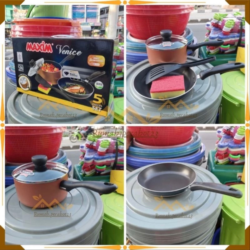Jual MAXIM VENICE Panci Set Teflon MAXIM VENICE Set Peralatan Masak ...