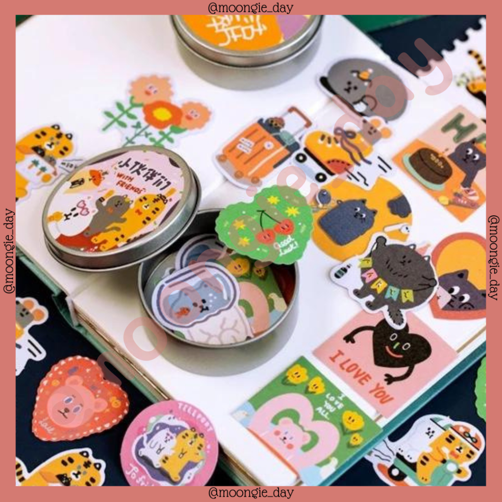 Jual 45-50 PCS/KALENG TIN CASE STIKER KERTAS TEMA CAT WITH FOOD DESSERT ...