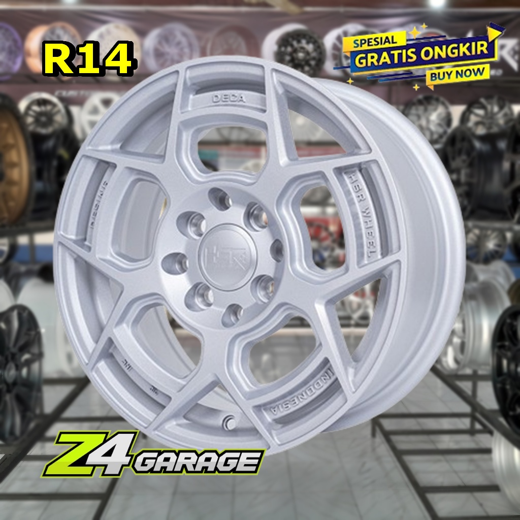 Jual Velg mobil HSR DESING DECA R14 4X100-114,3 ET36 SANDY SILVER ring 14 buat mbl Brio Karimun ...