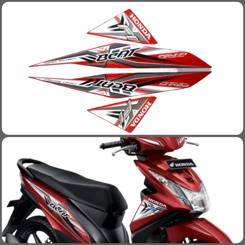 Jual Stiker Striping Motor Beat Fi 2015 Merah Sticker Lis Body Standar ...