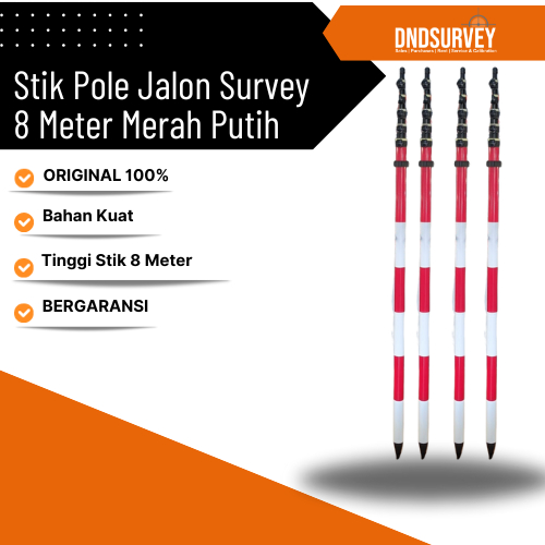 Jual Stik Pole Jalon Survey 8 Meter Merah Putih Total Station Gps Rtk ...