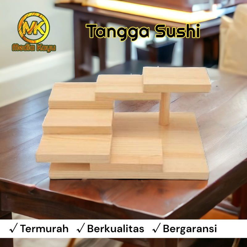 Jual Tangga sushi rak susun kayu display kayu tatakan nampan sushi ...
