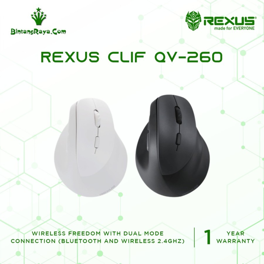 Jual Mouse Gaming Rexus Vertical Clif QV-260 / QV260 Bluetooth ...