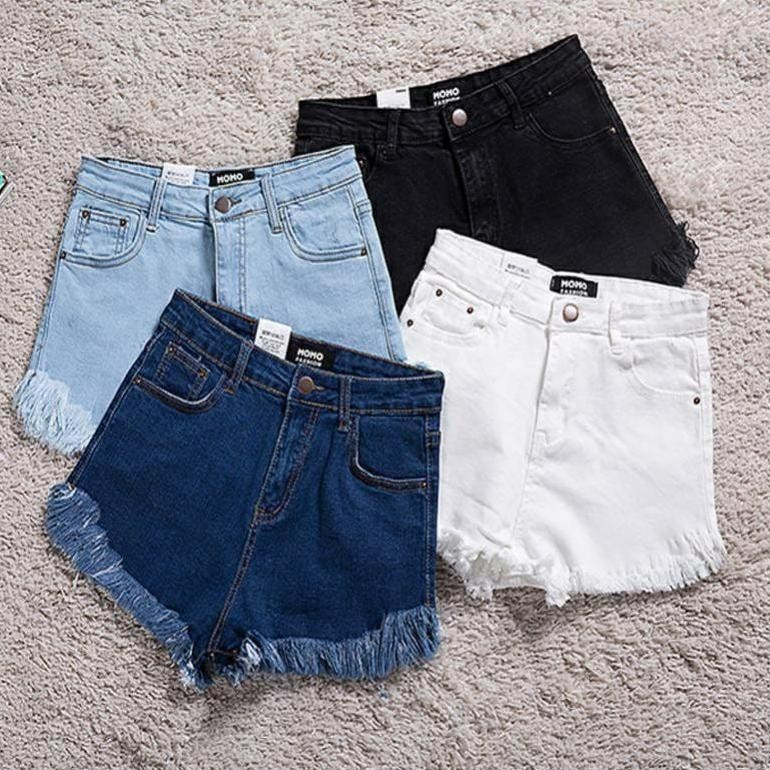 Jual Hot Pants Wanita Jumbo Celana Pendek Jeans Wanita Highwaist Ripped Kekinian Jumbo Muat BB ...