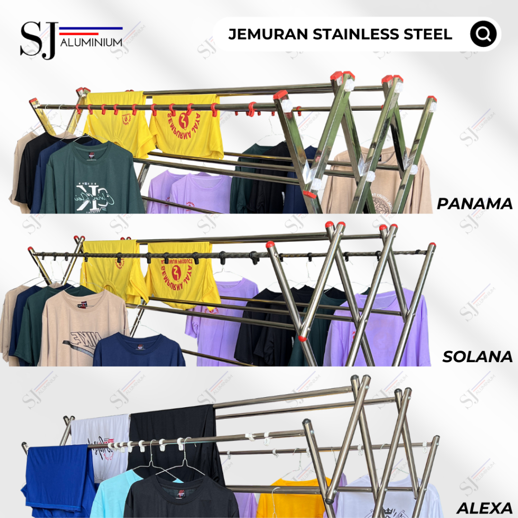 Jual SJALUMINIUM - Jemuran Baju / Pakaian Lipat Stainless Steel / Jemuran Rak Handuk Jumbo ...