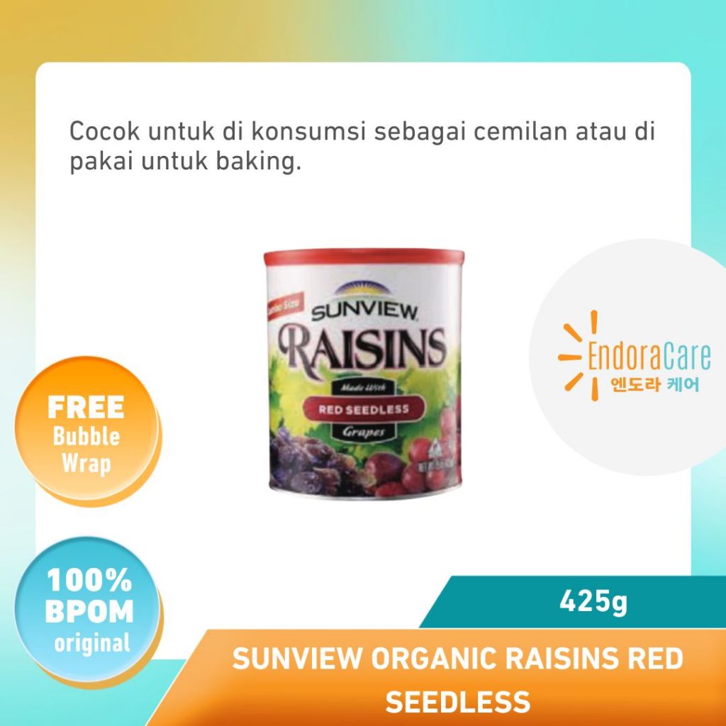 Jual SUNVIEW Organic Jumbo Size Raisins Seedless Kismis Premium 15oz ...