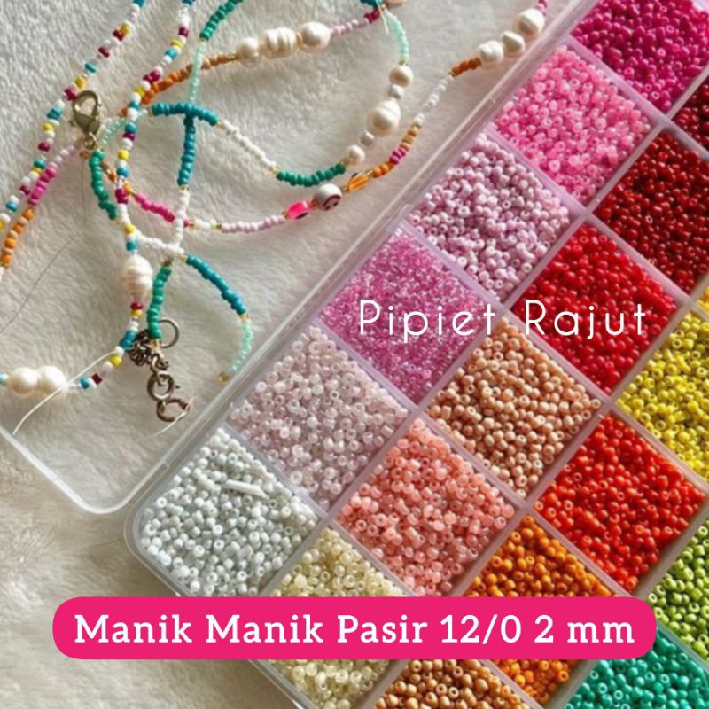 Jual (10 gr) Mote Pasir 12/0 2 mm || Monte Manik Gelang Kalung Cincin DIY Payet Borcy | Shopee ...