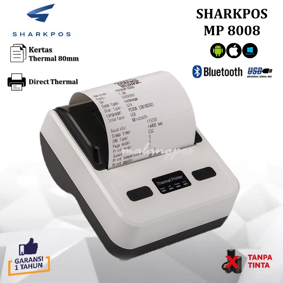 Jual Sharkpos MP8008 Printer Thermal Bluetooth Printer Kasir /PPOB 80mm | Shopee Indonesia