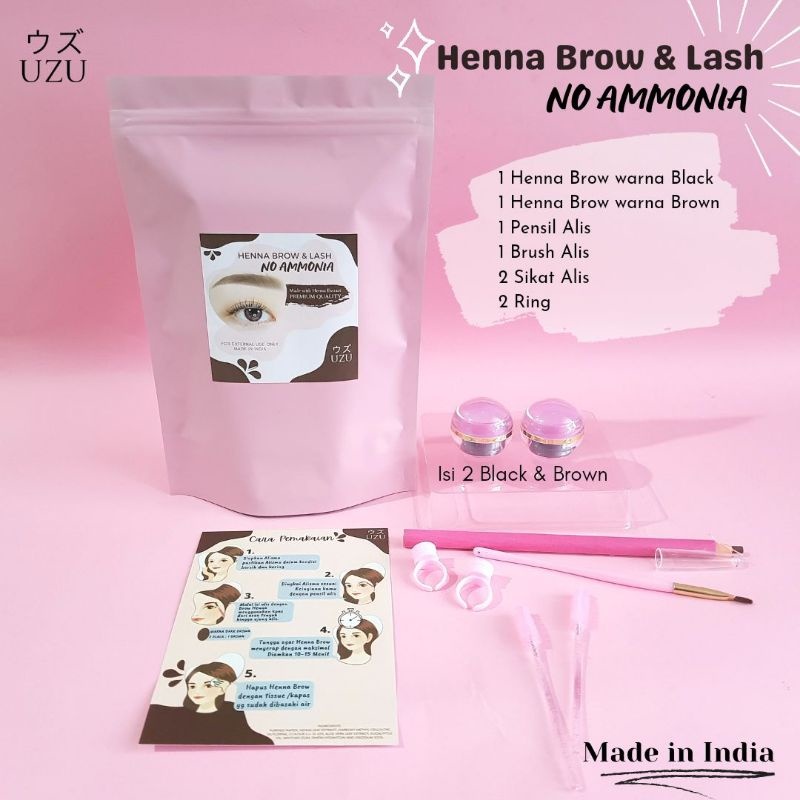 Jual Uzu Henna Alis Set Brow Henna & Lash / Eyebrow Tint Tahan Lama ...