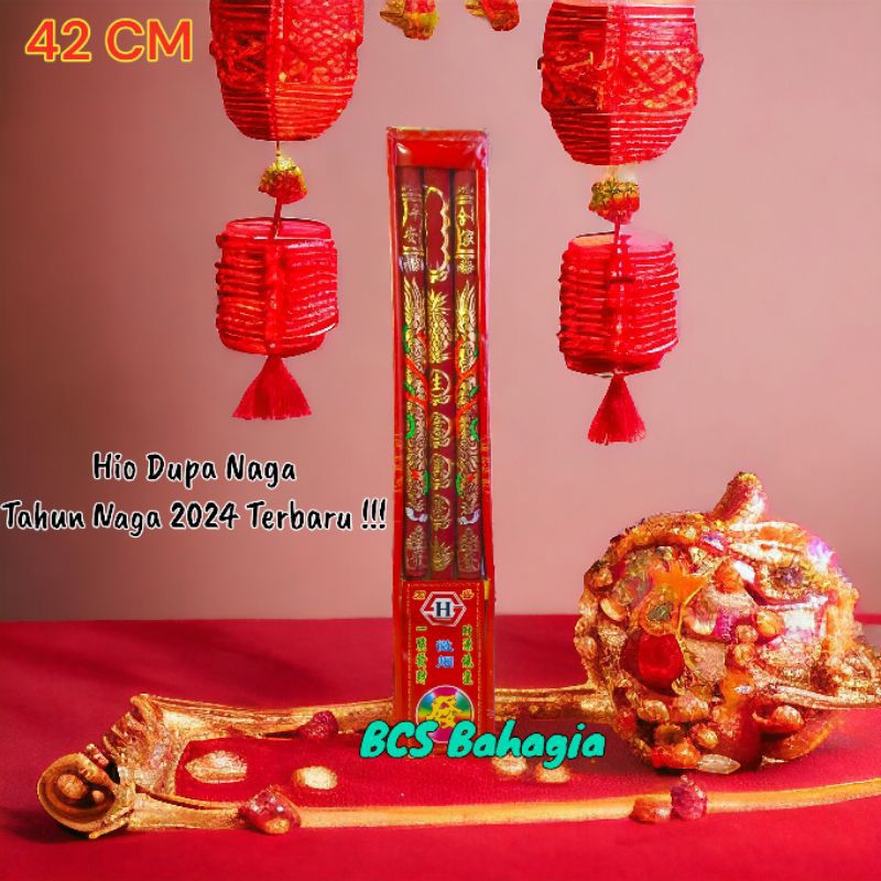 Jual hio dupa merah gambar naga dan tulisan emas timbul isi 3 batang ...