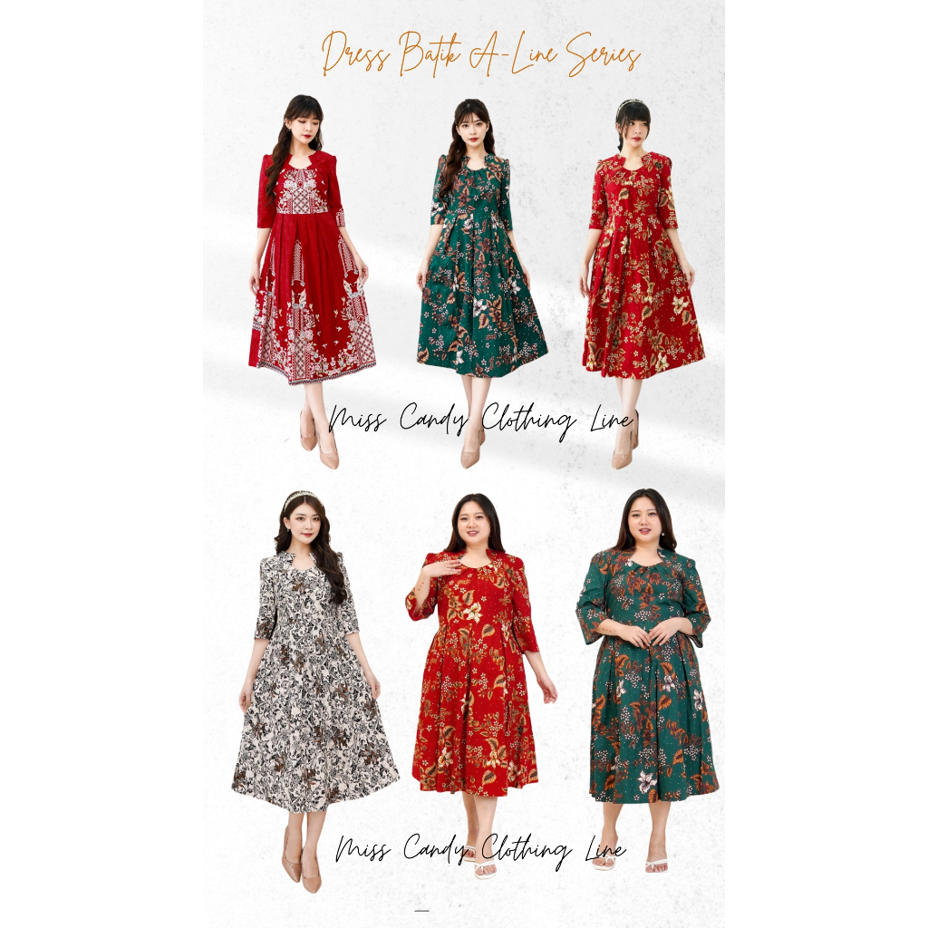 Jual Midi Dress Batik Natal Merah Hijau Modern U Neck Model A - Line ...